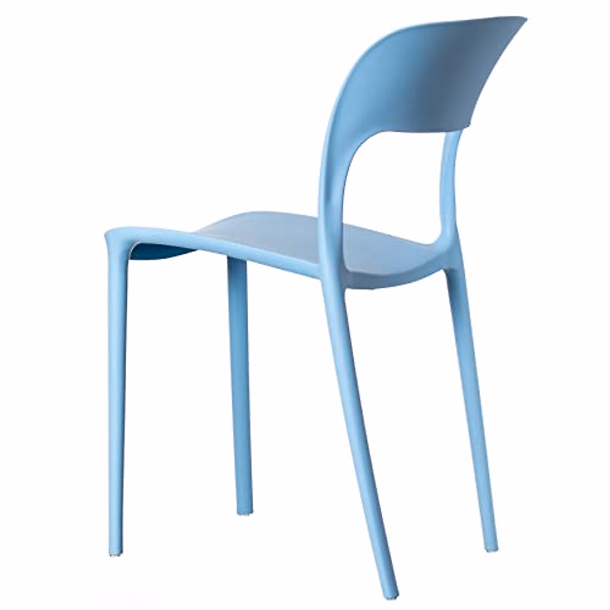 Fabulaxe Modern Plastic Outdoor Dining Chair with Open Curved Back, Blue Set of 4