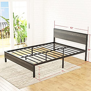 Weehom Metal Bed Frame Queen Size Bed with Lock Design Storage Bed Frame Mattress Foundation No Box Spring Needed/Under Bed Storage Black