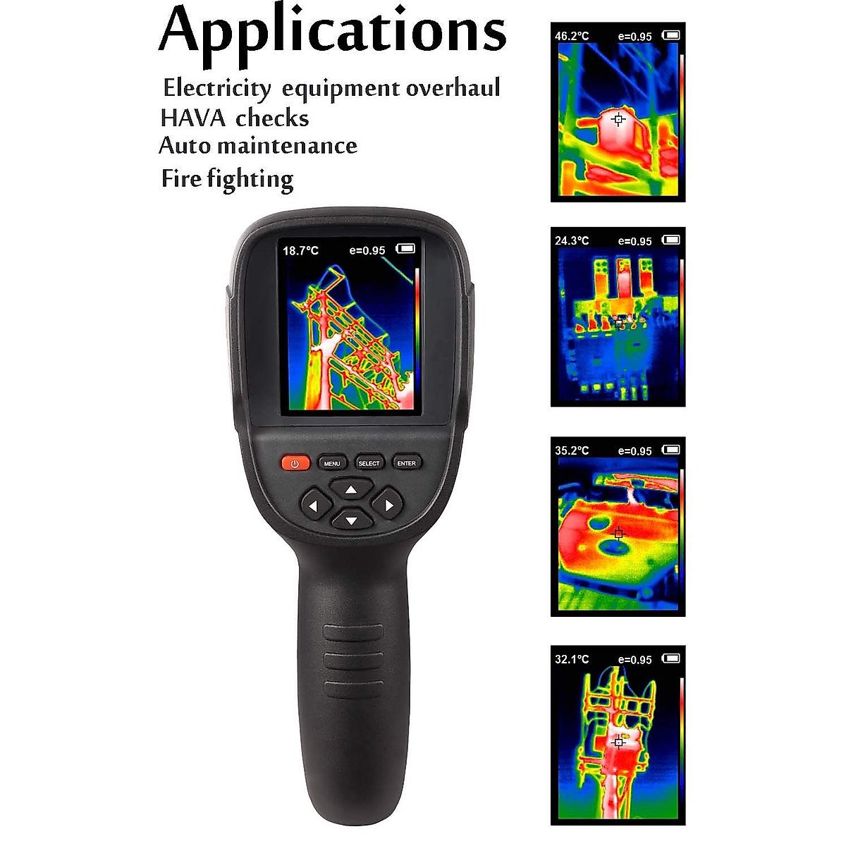 220 x 160 IR Resolution HTI Thermal Imager, Handheld 35200 Pixels Thermal Imaging Camera with 3.2" Color Display Screen(Battery Included)