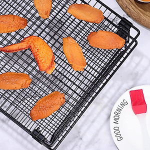 Luxshiny Baking Rack Stackable Cooling Rack, 2 Tier Cooling Racks with Brush for Cooking and Baking, Cookie Cooling Rack Baking Racks, Drying Racks Baking Supplies