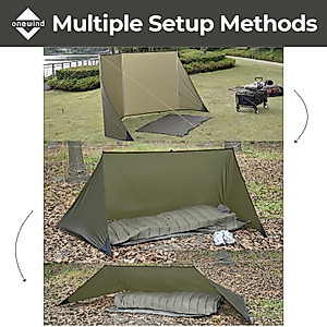 Onewind Emergency Shelter, Survival Shelter Tent, Lightweight Reusable Rainproof Windproof Shelter for Camping, Hiking, Backpacking and Camping Cot, OD Green