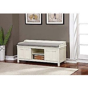 Linon Lakeville White Storage Bench Gray