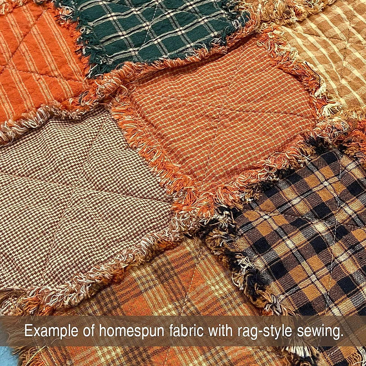 Nutmeg Brown Cotton Homespun Plaid Fabric by JCS - Sold by The Yard