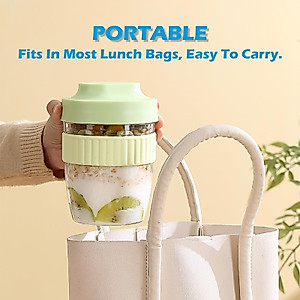 daasigwaa Breakfast On The Go Cups, Overnight Oats Containers With Lid And Folding Spoon, Take And Go Yogurt Cereal Snack Parfait Salad Containers For Lunch, Fruit & Vegetable Jar, 20 oz(Pink)