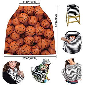 Basketball Balls Pattern Baby Nursing Cover for Breastfeeding, Breathable Stretchy Nursing Scarf Carseat Canopy for Boys or Girls Stroller Car Seat Covers Outdoor Sports