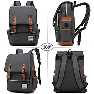 Malaxlx Black Vintage Bookbag for Teen Girls Student, High School USB Laptop Backpack for Women