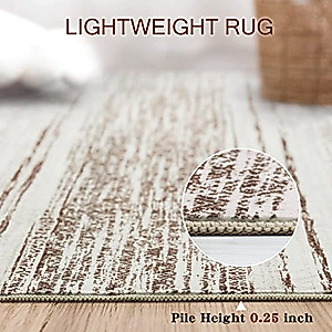 Area Rug Living Room Rugs - 6x9 Washable Large Soft Neutral Boho Moroccan Bohemian Farmhouse Rug Indoor Floor Carpet for Bedroom Under Dining Table Home Office Decor - Cream Brown