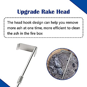 FIRELOOP 20“ Ash Tool Poker for Big Green Egg Grill，Big Green Egg Parts Accessories Ash Tool for Big Green Egg, Kamado Joe and Other Charcoal Grills