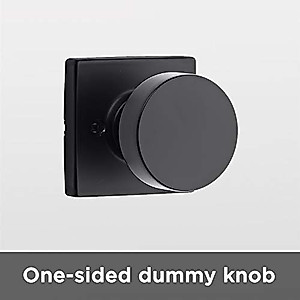 Kwikset 97880-942 Pismo Half-Dummy Square Modern Door Knob, Matte Black