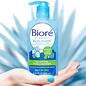Bioré Daily Blue Agave + Baking Soda Balancing Pore Cleanser, Liquid Cleanser for Combination Skin, to Penetrate Pores & Gently Exfoliate Skin, 6.77 Ounce