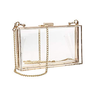 Nodykka Clear Purses and Handbags Crossbody Bags Clutch Purse Sport Events Stadium Approved Shoulder bag for Women(Gold)