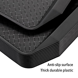 Cedilis 12 Pack Black Plastic Fast Food Trays for Eating, 17IN x 11.7IN Serving Trays with Handles, Rectangular Non Skid Multi-Purpose Plastic Tray for Restaurant, Parties, Coffee Table, Kitchen