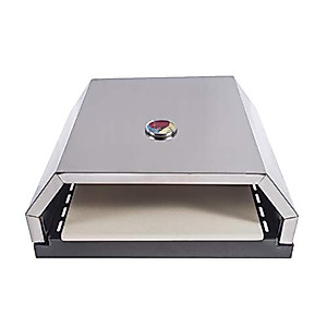 Open Faced Grill Pizza Oven for Gas or Charcoal Grill, includes ceramic stone and thermometer