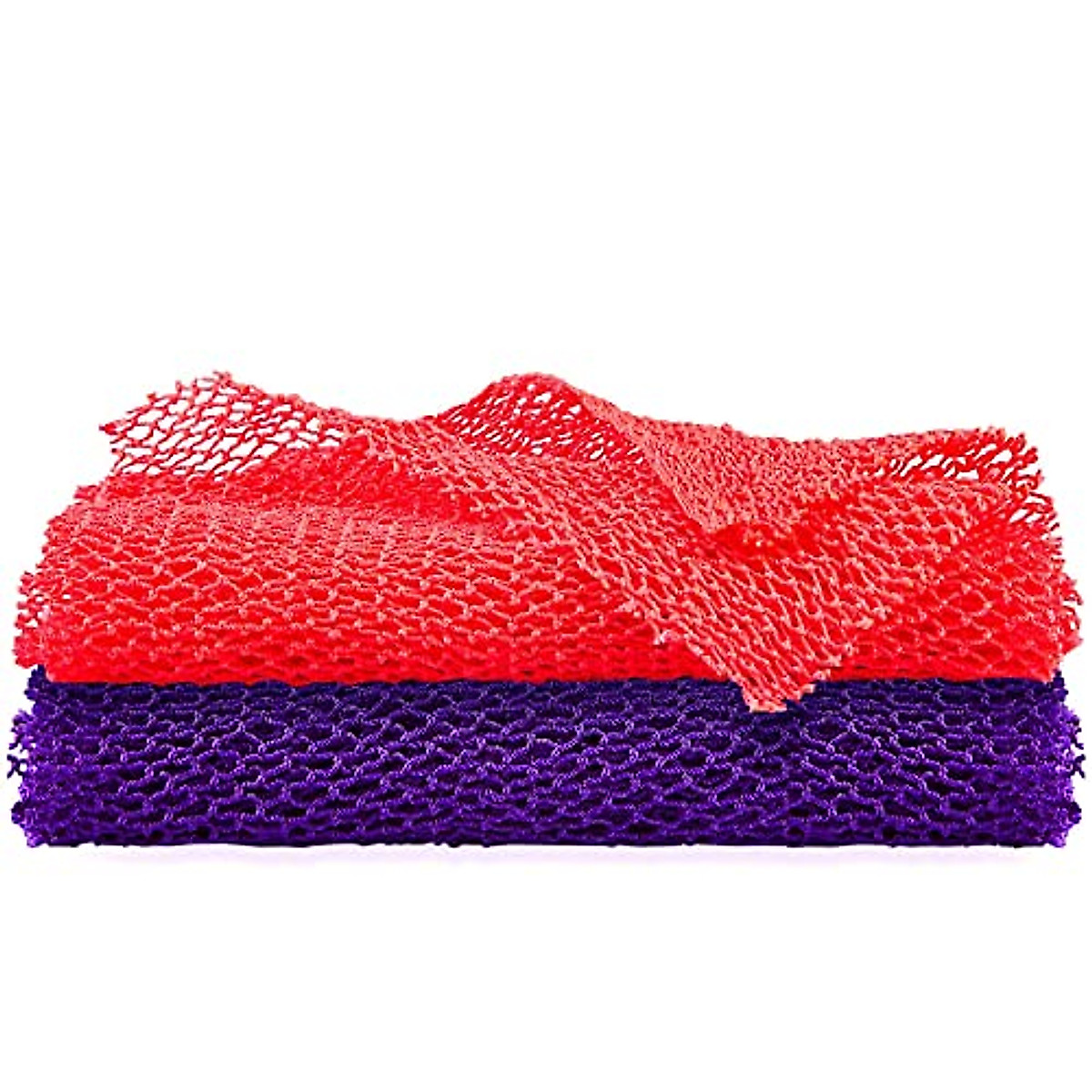 2 Pieces African Net Sponge Exfoliating Net African Body Scrubber Bath Rag Washcloth Towel Shower Body Back Scrubber Skin Smoother for Daily Use or Stocking Stuffer (Purple, Rose Pink)