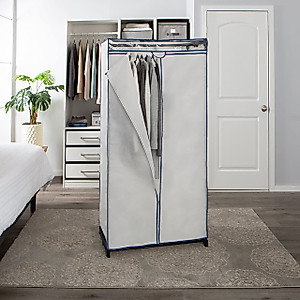 Simplify, Organizer, for Clothes and Accessories, Heavy Duty, Hanging Rod, Easy to Assemble in White 36" Wide Portable Closet