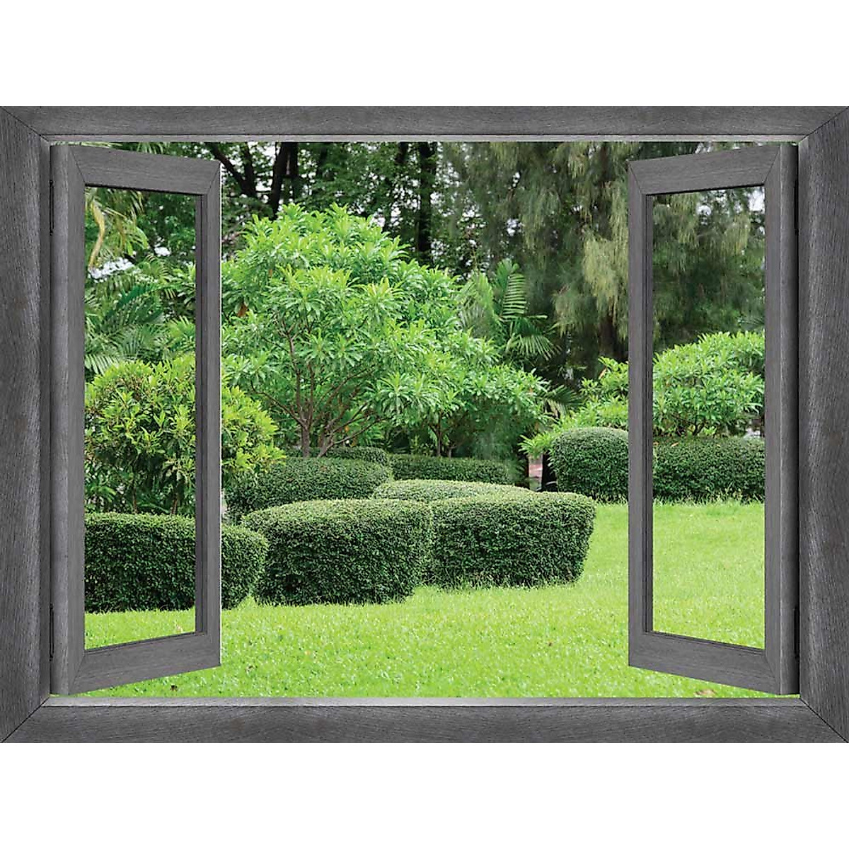 wall26 - Open Window Creative Wall Decor - Tranquil Green Garden - Wall Mural, Removable Sticker, Home Decor - 36x48 inches
