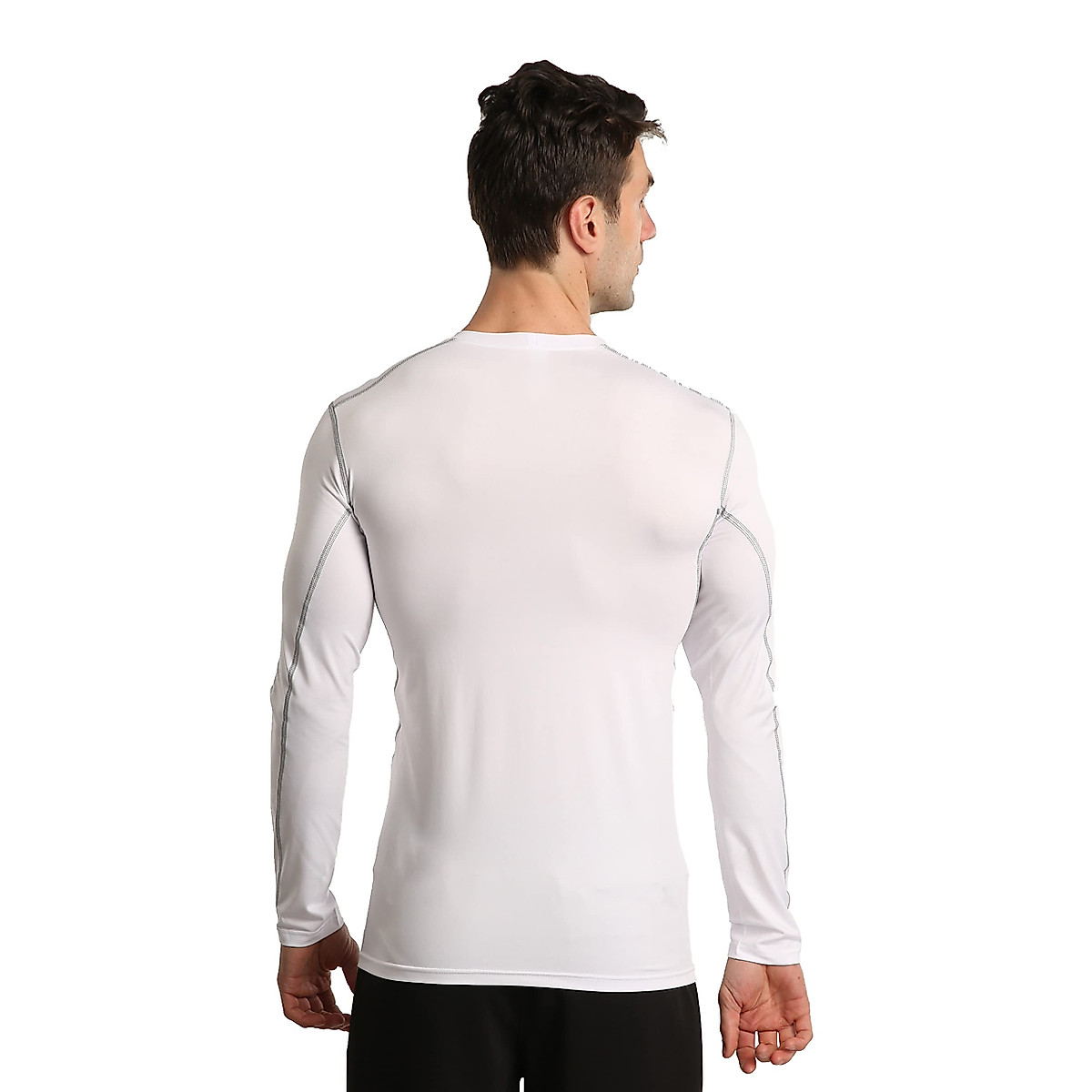 Sanke, 3 Pack Mens Compression Shirt Long Sleeve UV Protection Cooling Dry Fit Shirts Workout Baseball Undershirt, 3 Pack: White, Large