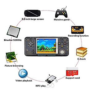 Handheld Game Console ,Retro Game Console Built-in 3000 Classic Game Console 3 Inch Screen Portable Video Game Console - Transparent Black