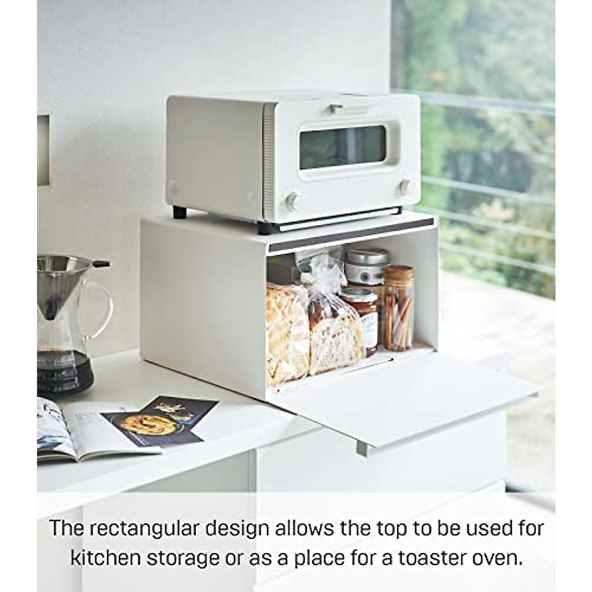 Yamazaki Home Bread Box Kitchen Counter Container Holder | Steel | Food Storage, One Size, White