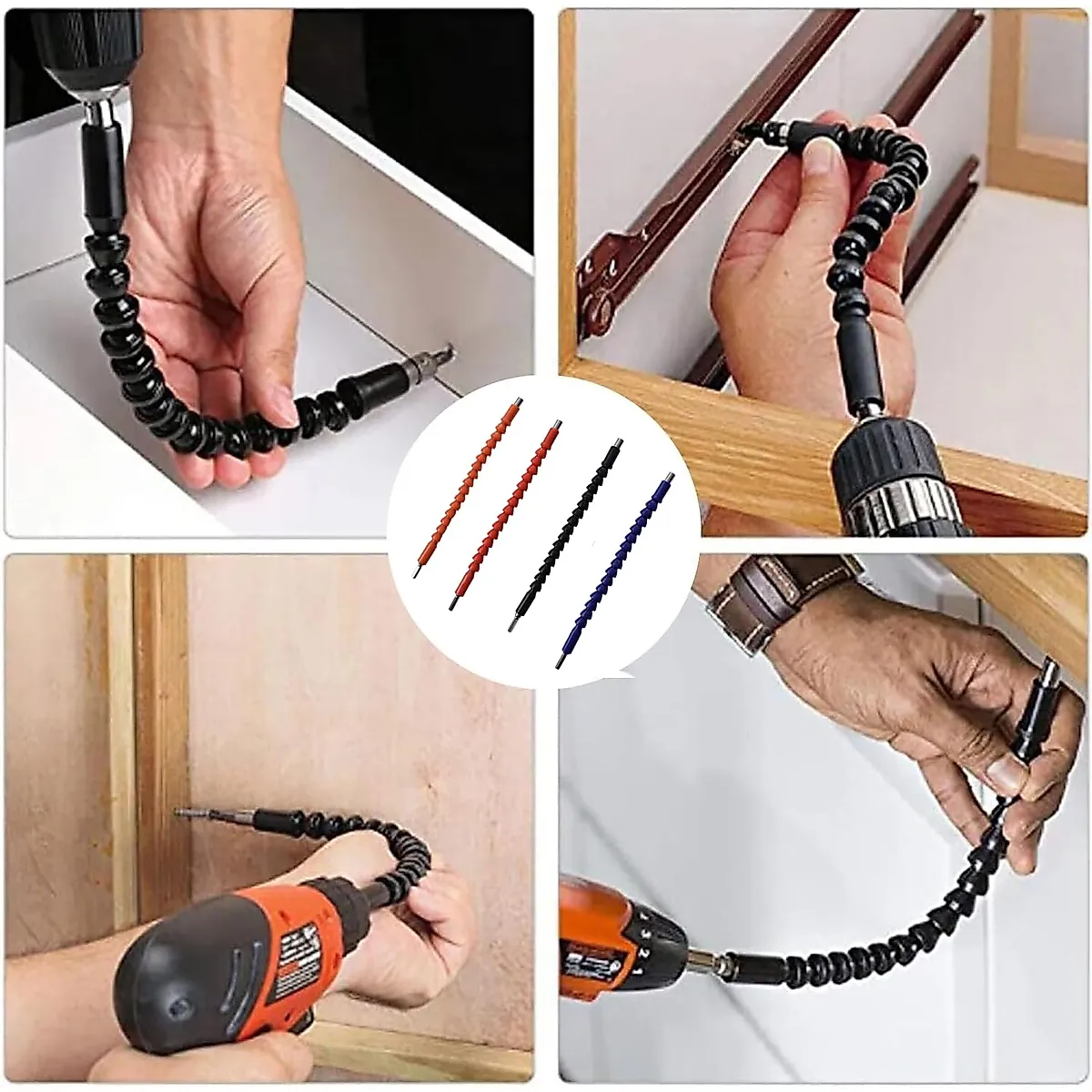 Superbit,Flexible Drill Bit Extension from any Angle,Super Bit Screwdriver Flexible Bends and Twists 360 degrees,Bendable Superbit Tool Shaft (2pcs,Black)