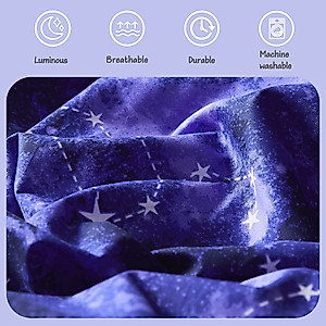 Kaleido Space Twin Kids Comforter Set - 5 Pieces Twin Bedding Sets for Boys Girls Teen, Glow in The Dark Galaxy Bed in A Bag with Sheets
