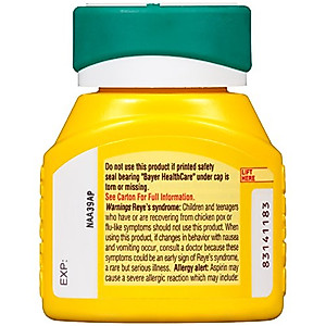 Aspirin Regimen Bayer, 81mg Enteric Coated Tablets, Pain Reliever/Fever Reducer, 120 Count