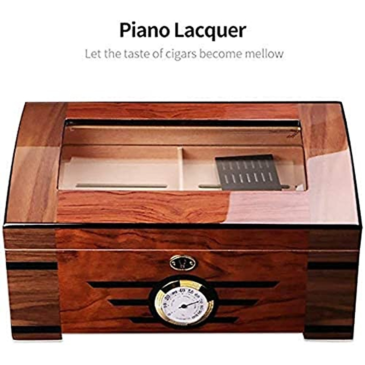 GagalU Cigar Humidor Box with Hygrometer and Humidifier, Crude Wood Desktop Cigar Cases Decorative Box