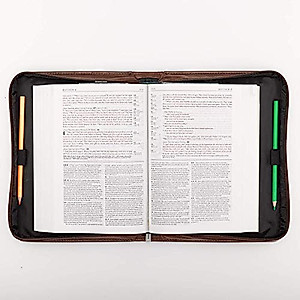 Christian Art Gifts Men/Women's Classic Bible Cover Gospel John 3:16, Brown Faux Leather, Large