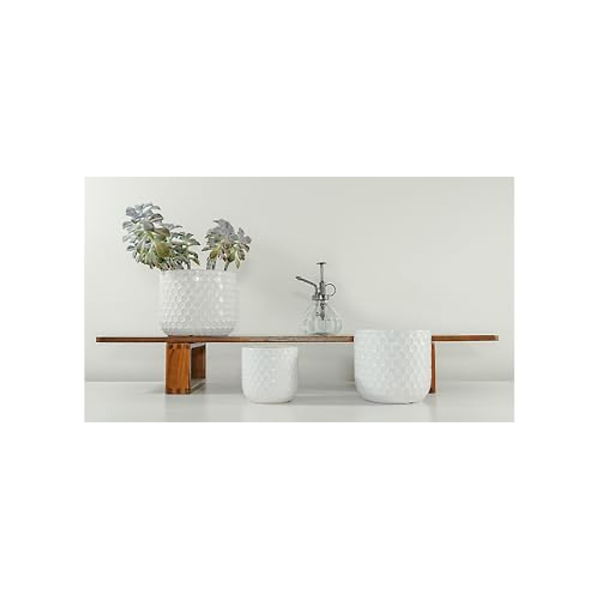 Docrin Ceramic Plant Pots Indoor: 6.5+5.3+4 Inch Planters with Drainage Holes for Home/Office - Set of 3 / White Honeycomb