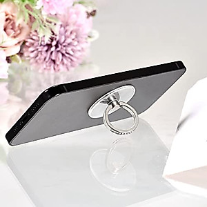 uxcell Transparent Phone Ring Holder, Diamond Clear Finger Grip Stand for Phone, Case, Tablet (Heart Shape)