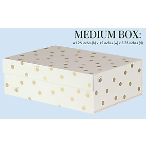 Kate Spade New York Decorative Storage Boxes with Lids, 3 Pack Sturdy Organizer Storage Bins, Includes Small Medium Large Pink Nesting Boxes with Magnetic Closure, Gold Dot with Script