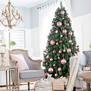 Bubblegun Pink 1.6" Small Christmas Balls Christmas Tree Decoration Ornaments Shatterproof Hanging Balls for Birthday Valentines Day Easter Holiday Wedding Decorations Set of 36pcs