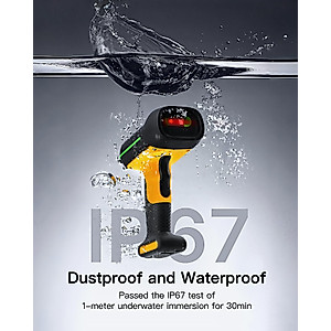 Inateck Industrial Barcode Scanner Bluetooth, 1D 2D QR Code Scanner Wireless with IP67 Waterproof and Dustproof, Handscanner with App & SDK, BCST-75