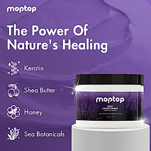 MopTop Salon Deep Conditioner – Conditioning Hair Mask for Intense Hydration for Dry Damaged Hair & Frizzy Curls, Sulfate Free & Paraben Free Hair Care for All Hair Types (Lavender Mint, 12oz)