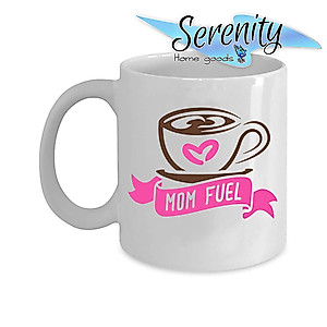 Mom Fuel Funny Coffee Mugs | Mothers Day Gifts Tea Mug | White 11 Ounce Ceramic Cup | Gift For Wife Mom Daughter Girlfriend Grandma | Country Rustic Farmhouse Style Kitchen Decor 2021