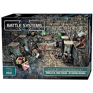 Battle Systems - Modular Tabletop 3D Gaming Sci-Fi Terrain - Perfect for 28mm-35mm Miniatures and Figures - No Painting Required - Science Fiction Aliens 40K Wargame - (Alien Catacombs)