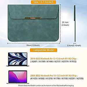 TOWOOZ MacBook Air M2 Sleeve Compatible with 2022 New M2 MacBook Air 13.6 Inch A2681 / MacBook Pro 13-13.3 Inch/MacBook Air 13-13.6 Inch M1 M2 Chip, Laptop Sleeve Case with Accessory Pouch