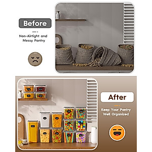 KEMETHY 15 Pack Airtight Food Storage Containers with Lids, Kitchen Pantry Organizers and Storage, BPA-Free Plastic Food Canisters for Cereal, Flour, Sugar, Pasta, Dry Food, Include Labels & Marker