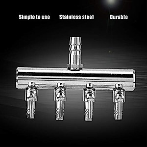 Tnfeeon Aquarium Air Pump Regulating Valve, Stainless Steel Aquarium Fish Tank Air Pump Valve 8mm Turn to 4mm Splitter Control Valve(4 Way)