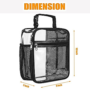 Oraben Stadium Approved Clear Lunch Bag for Work, See Through Plastic Lunch Box Reusable Small Lunchbox for Men and Women Children (Black)