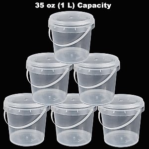 ZOFORTY 30 PCS 30 oz Slime Containers with Lids and Handles, Plastic 1000ml Storage Bucket Containers, Clear Slime Storage Case for Slime DIY Art Craft, Pigment, Small Tools, Part Material