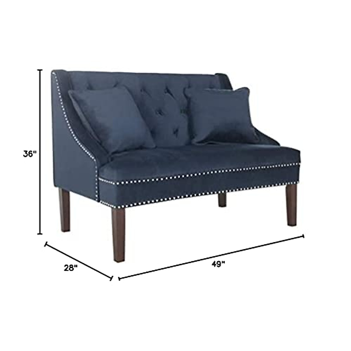 Safavieh Home Collection Zoey Navy Blue and Espresso Velvet Settee