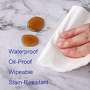 Round Vinyl Fitted Tablecloth with Flannel Backing Elastic Edge Design Table Cover Waterproof Oil-Proof PVC Table Cloth Stain-Resistant Wipeable for Round Table