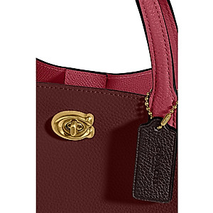 Coach Color-Block Leather Willow Tote 24 Wine One Size