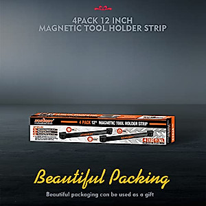 HORUSDY 12" Magnetic Tool Holder Strip, 4-Pack Tool Magnet Bar for Garage Organization, Shop Organization, Mounting Screws Included.