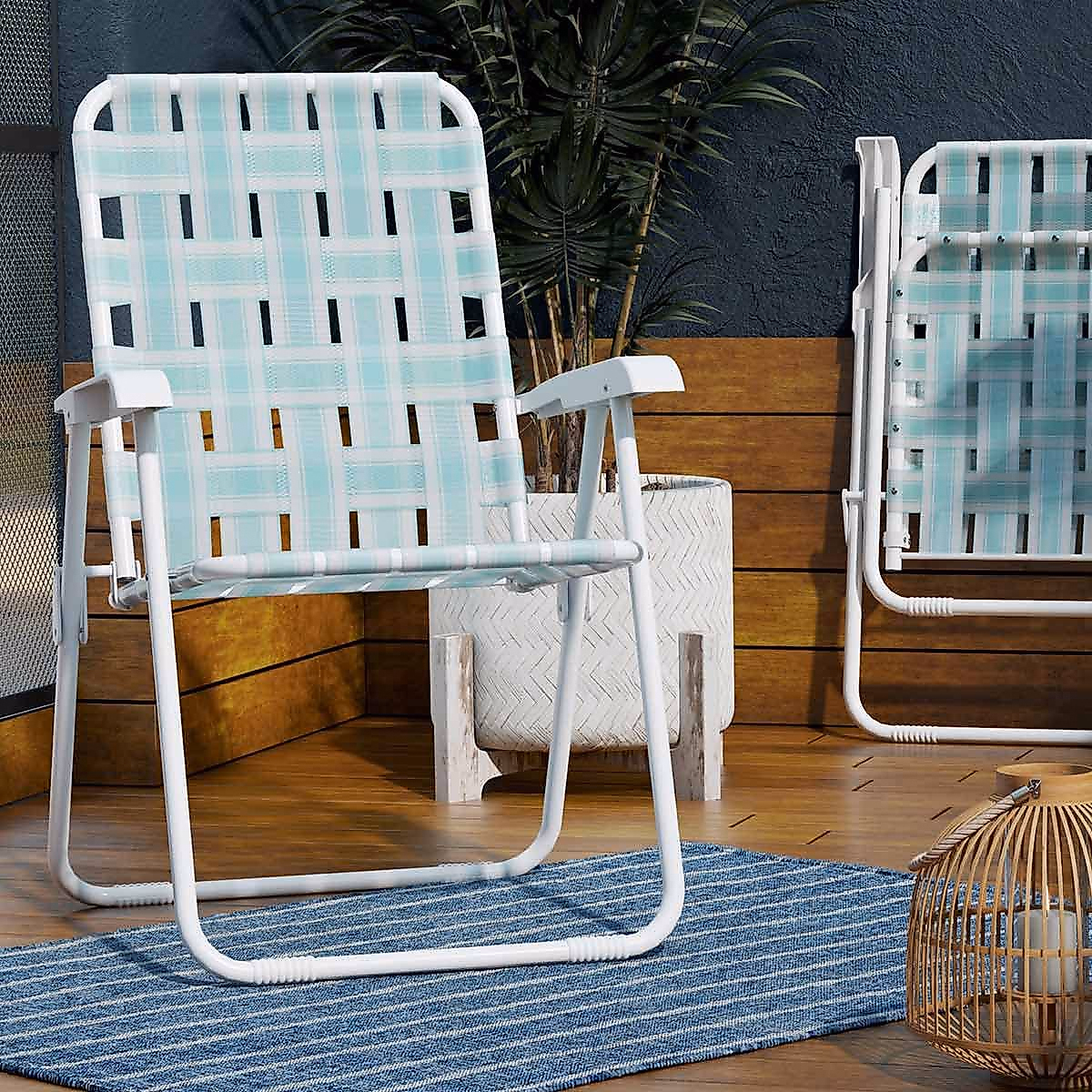 Novogratz Poolside Gossip, Priscilla Folding Chairs, 2-Pack, Aqua Haze