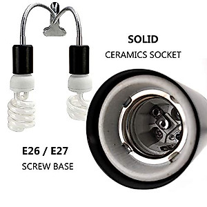 AMZCOOL Reptiles Dual Lamp Fixture Holder Clamp Two Independently Switches Adjustable Stand for Pet Habitat UVA UVB Heat Light Bulbs/Lamps