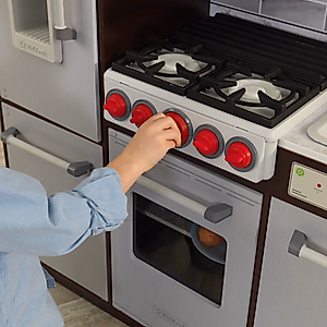 KidKraft Uptown Elite Espresso Play Kitchen with EZ Kraft Assembly™, Lights and Sounds, Working Ice Maker and Click and Turn Knobs, Gift for Ages 3+