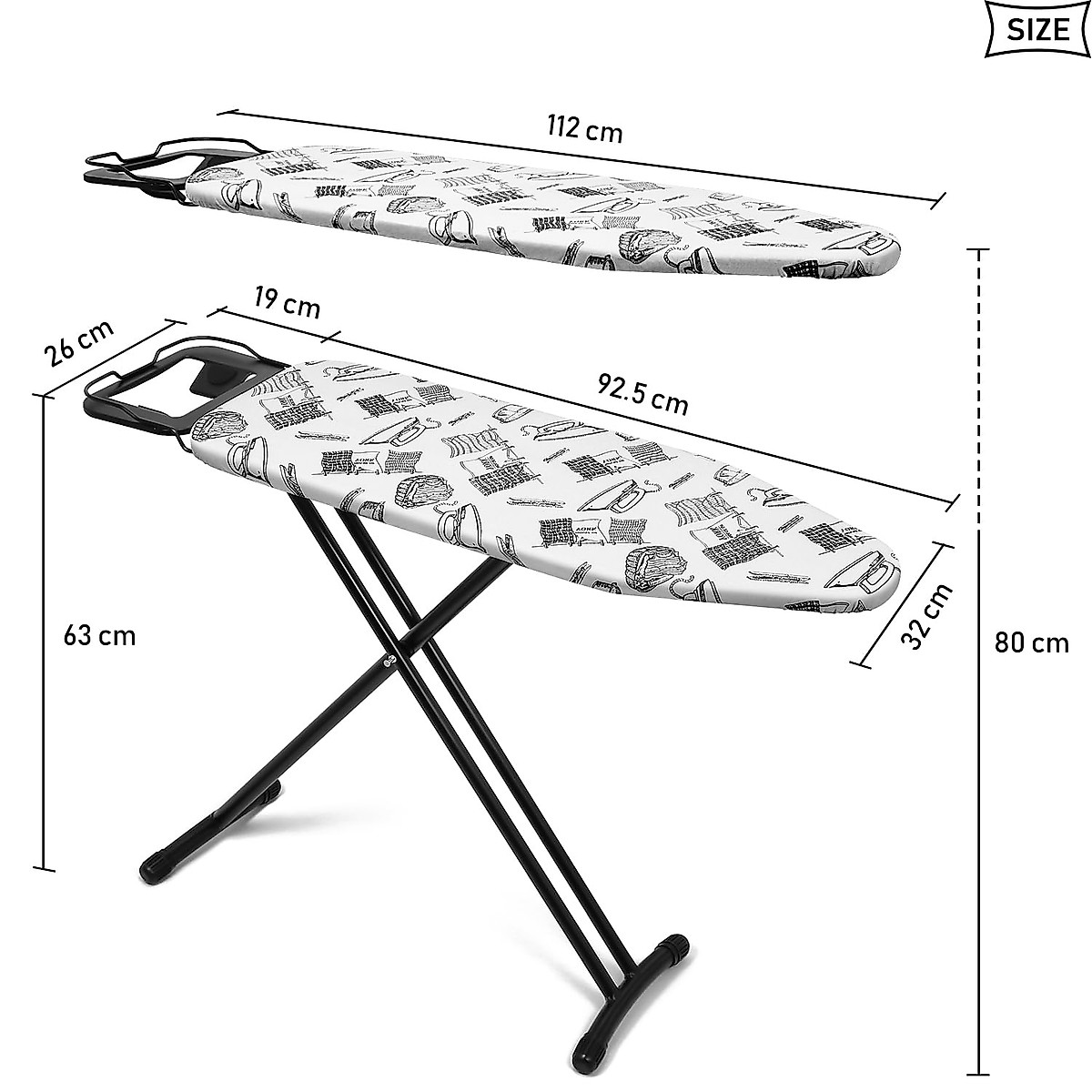 Duwee 12"x36" Ironing Board with Heat Resistant Cover and Thicken Felt Pad, Heavy Sturdy Legs