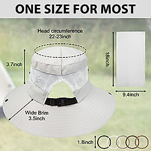 Sun Hats for Women Ponytail UV Protection Fishing Hat Outdoor Wide Brim Beach Hat Foldable Summer Bucket Hat Safari - Neck Gaiter 5*Hair Ties, A-Beige
